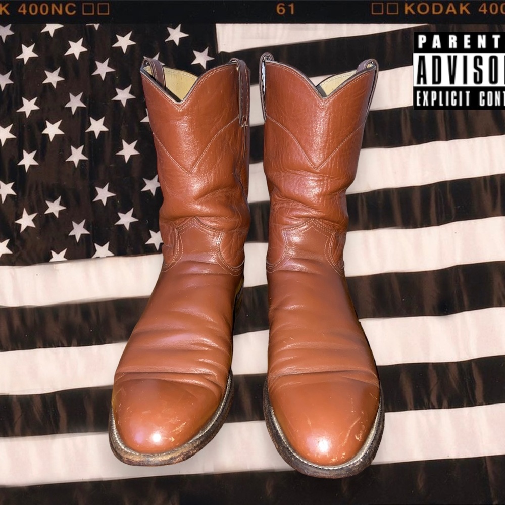 Justin 3802 Men's Roper Brown Leather Western Cowboy … - Gem